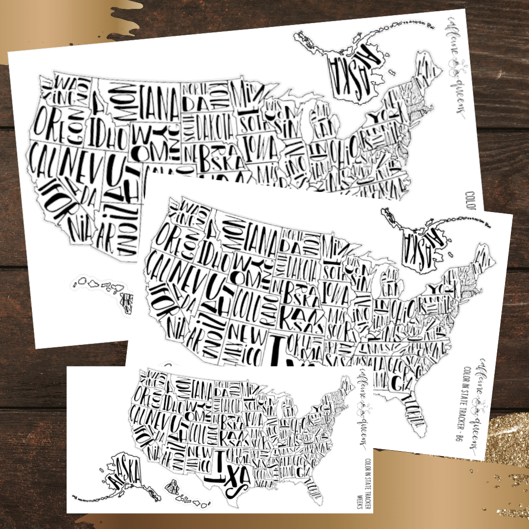 Color-in State Tracker | Notes Pages – Caffeine Queens